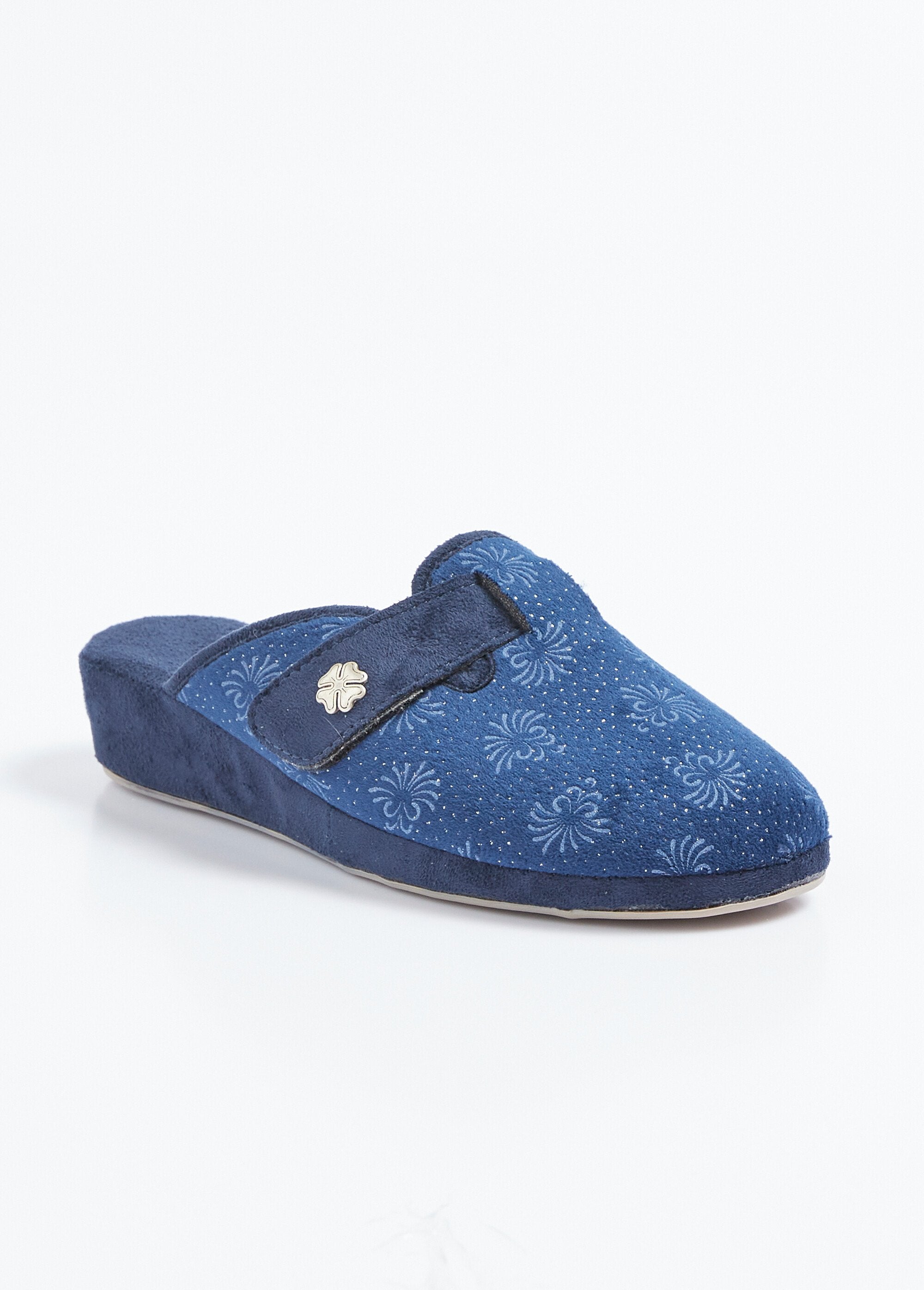 Chaussons mules scratchés largeur confort Bleu | Afibel