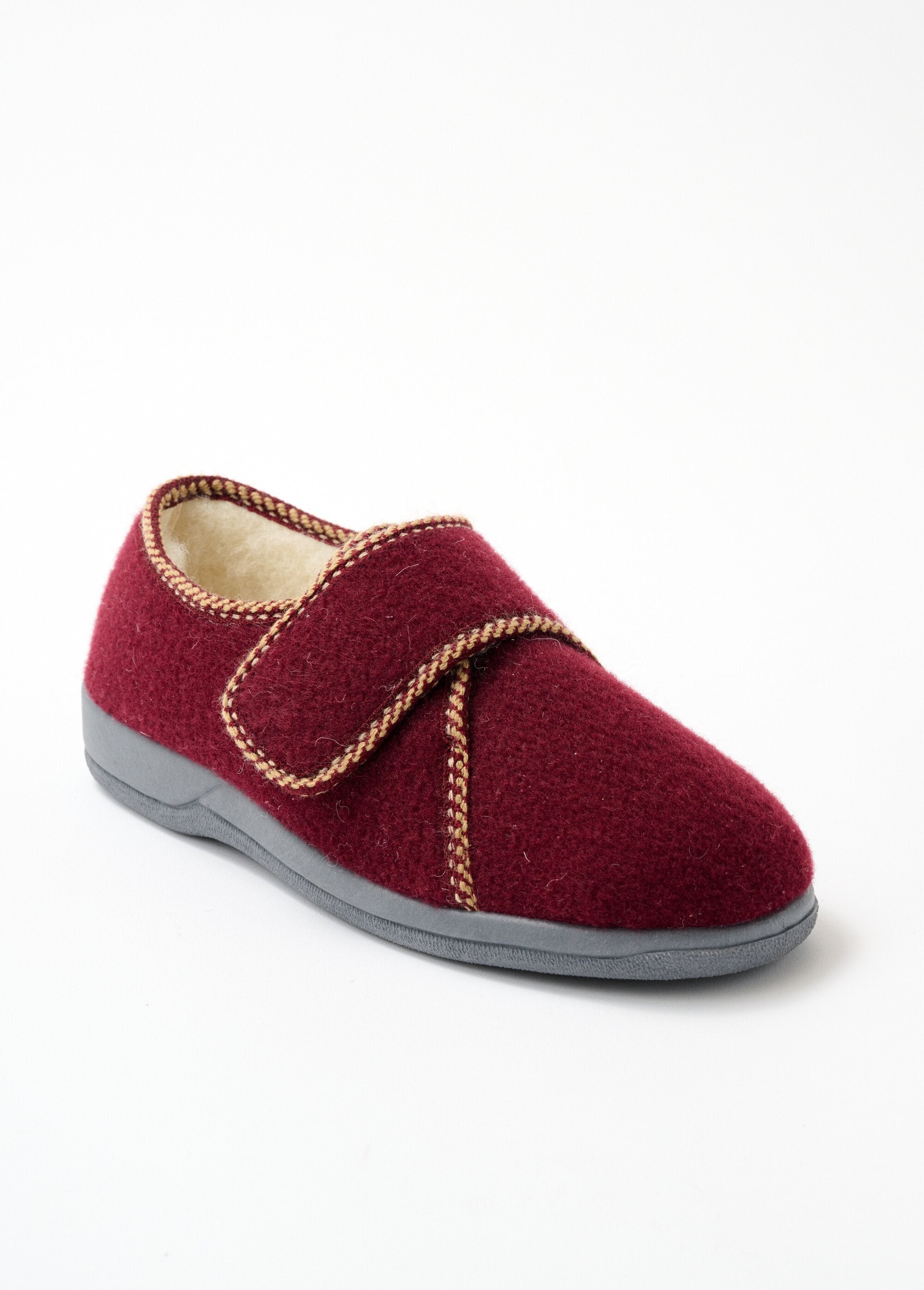 Chaussons scratchés largeur confort fourrés Bordeaux | Afibel