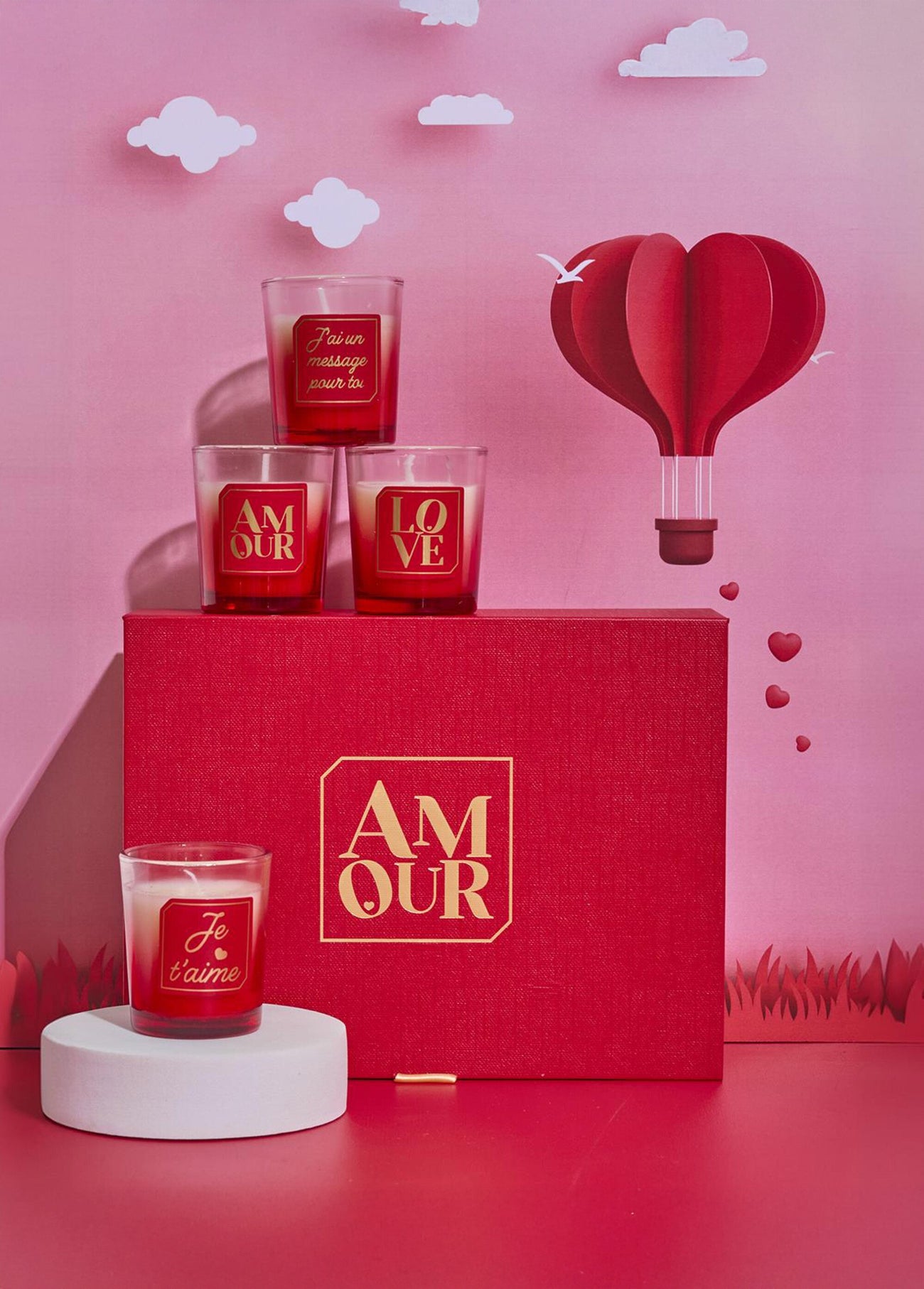 Gift set of 6 scented candles with a love theme Red | Afibel