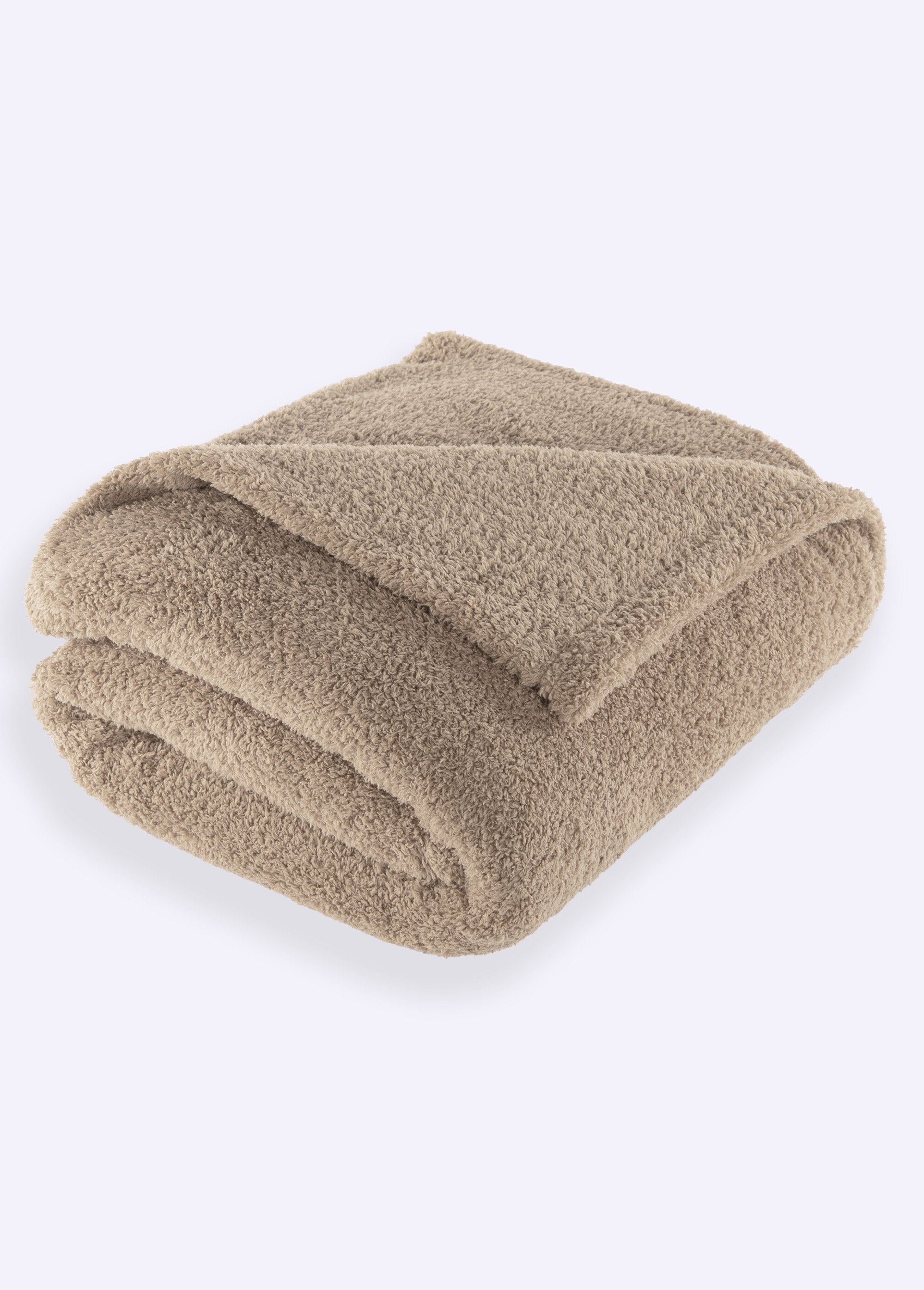 Grand plaid chaud coral fleece 2m x 1,5m Taupe | Afibel