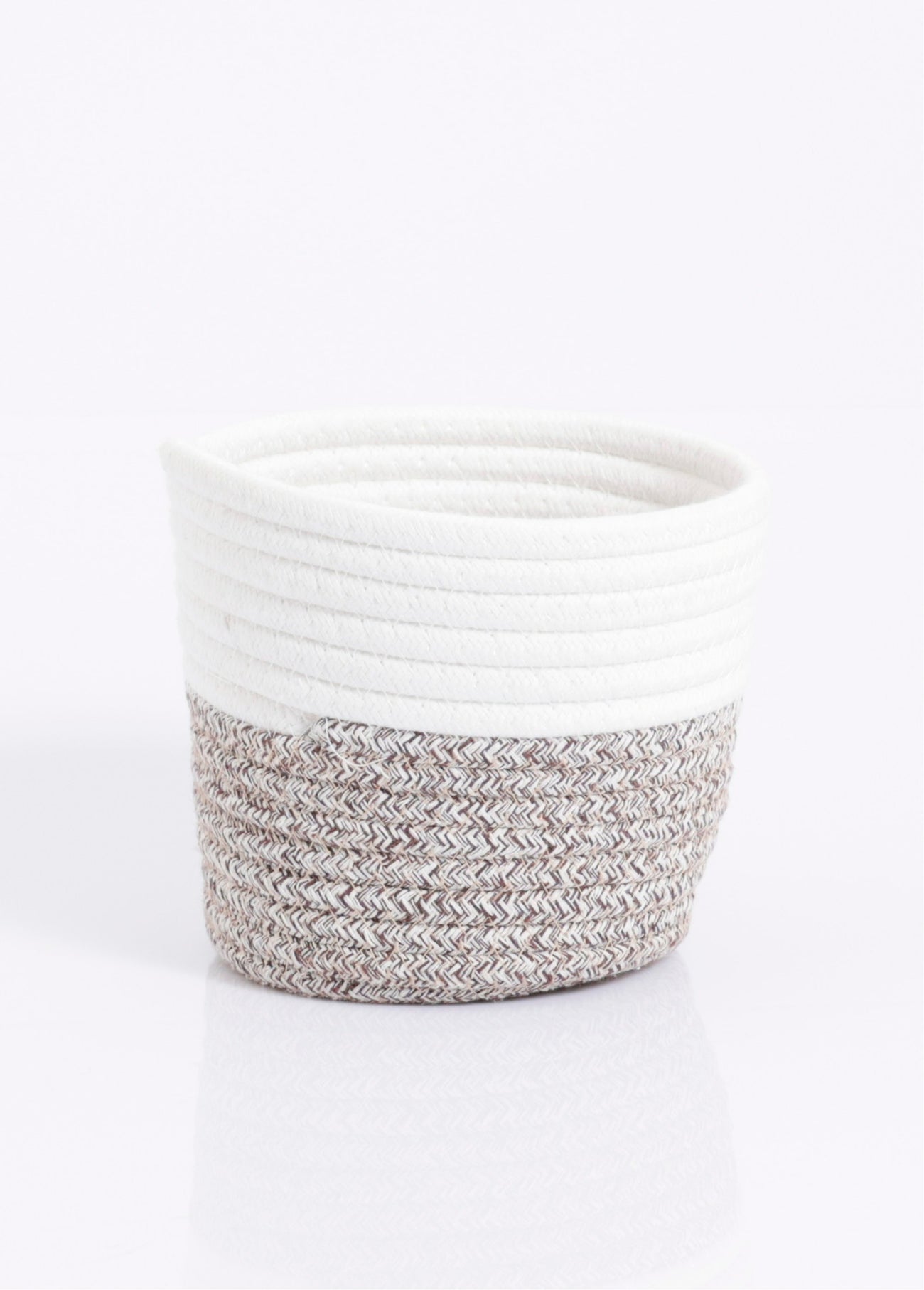 Woven cotton pot cover basket White and brown | Afibel