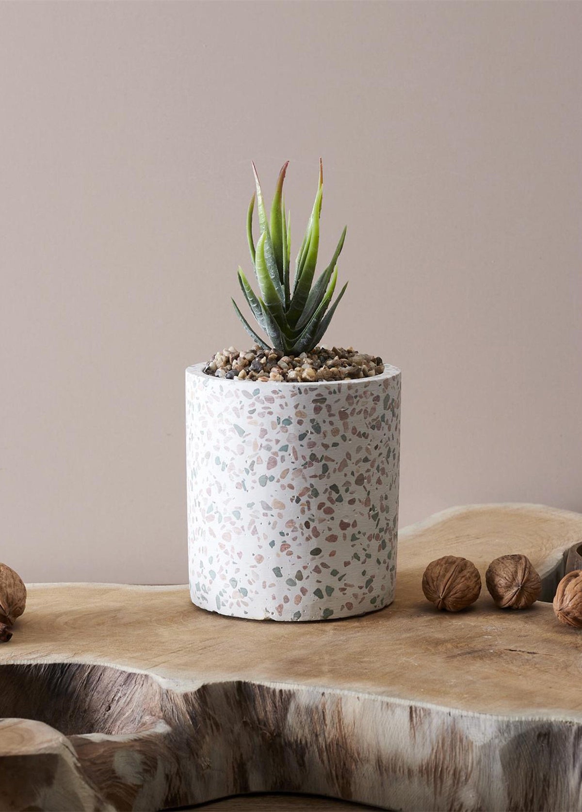 Artificial plant + terrazzo-style pot White | Afibel