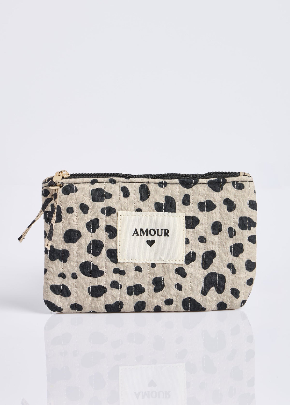Porte monnaie à message, motif animalier Beige et noir | Afibel