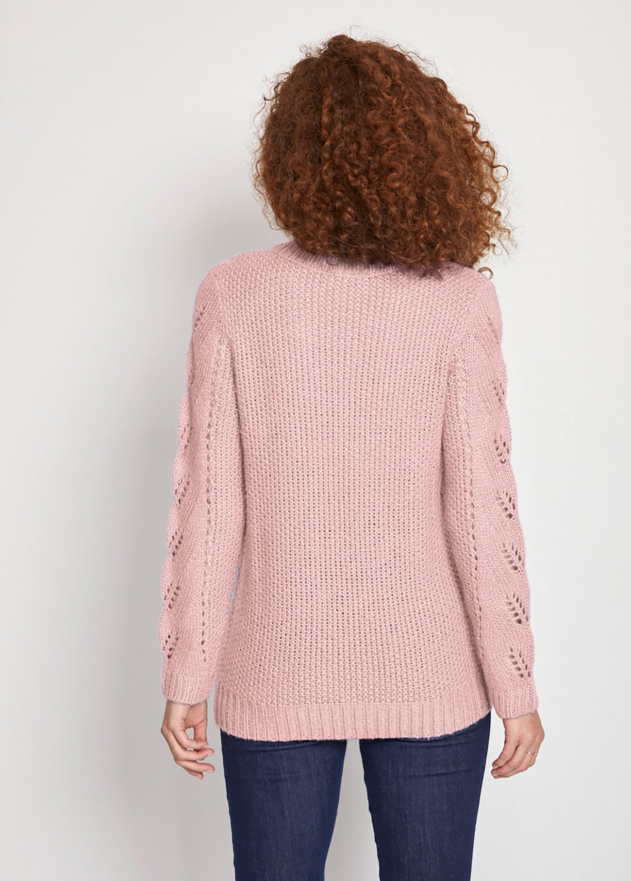 Soft fancy knit sweater Pink | Afibel