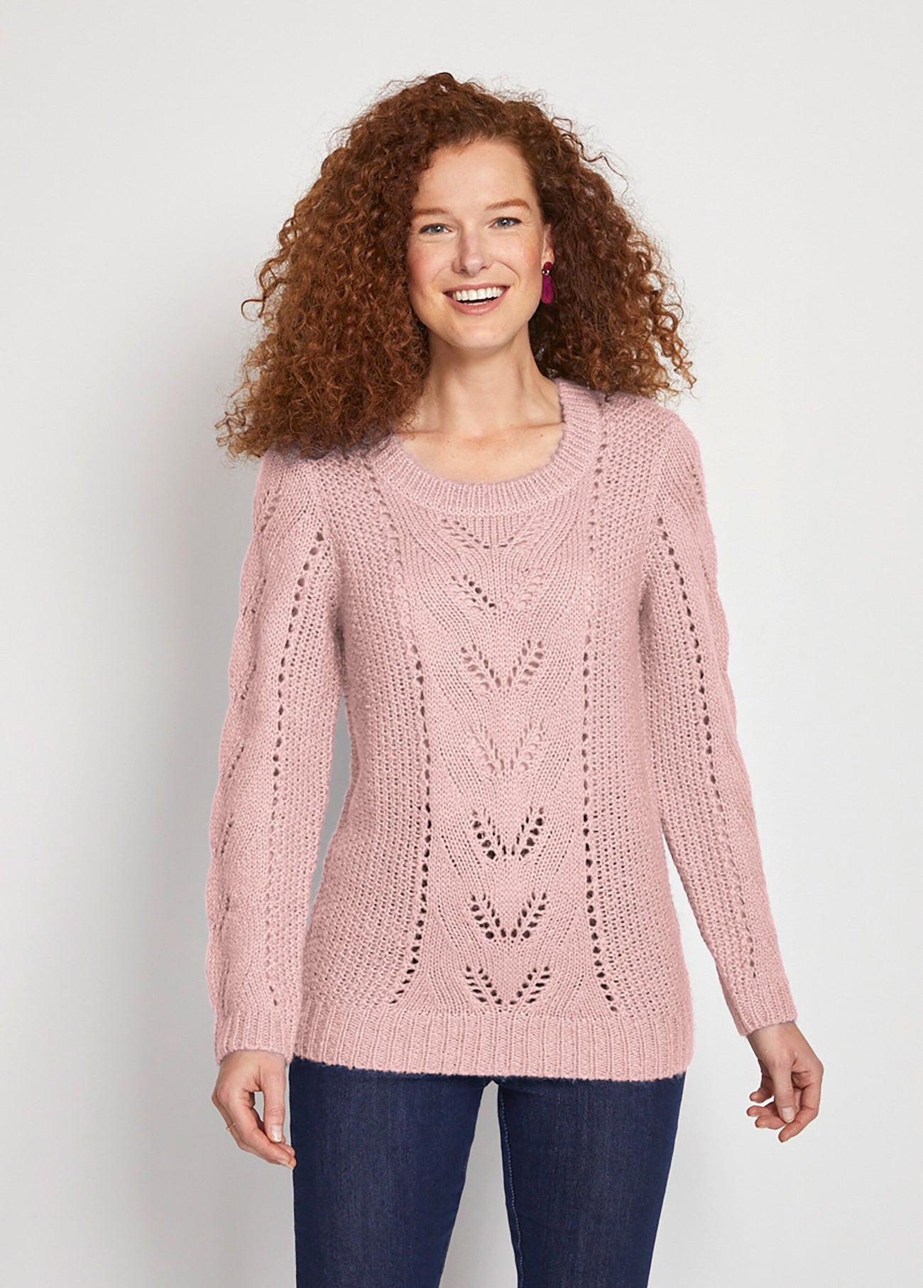 Soft fancy knit sweater Pink | Afibel
