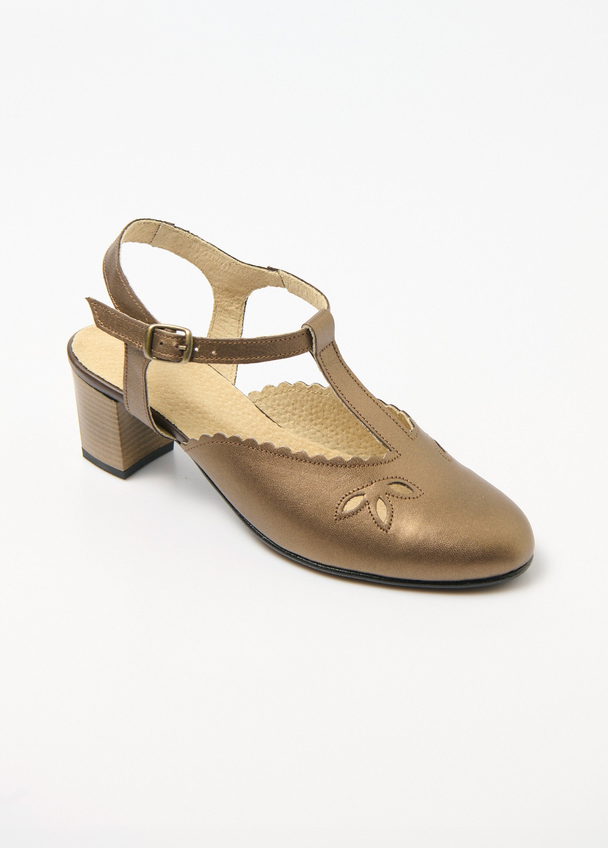 Sandales salomé cuir talon haut largeur confort Bronze | Afibel