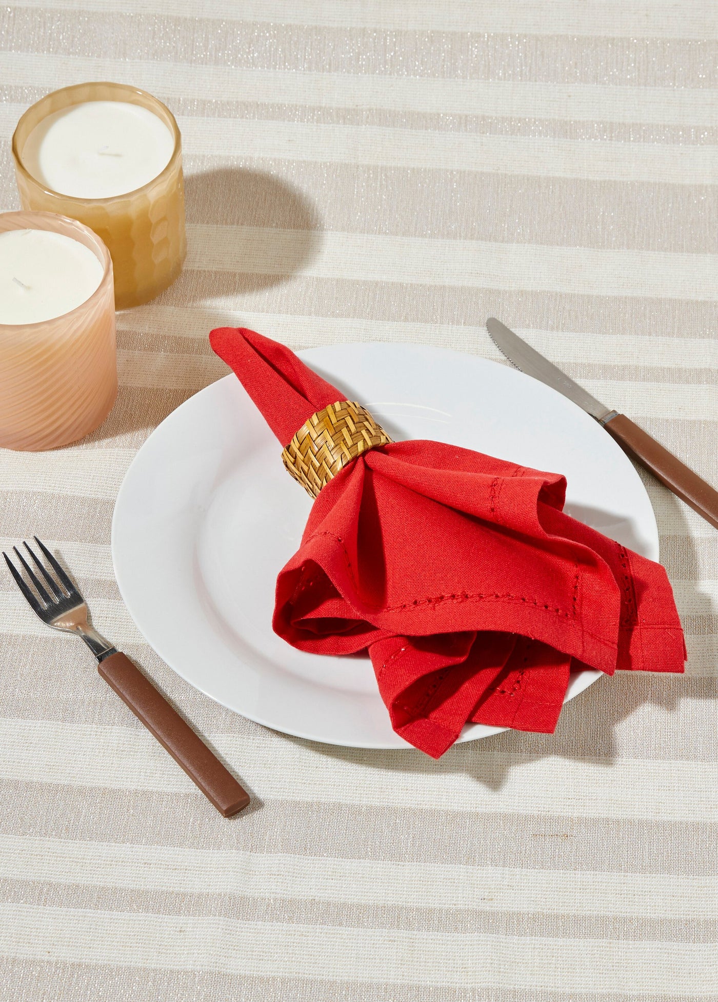 Serviettes de table carrées en coton Rubis | Afibel