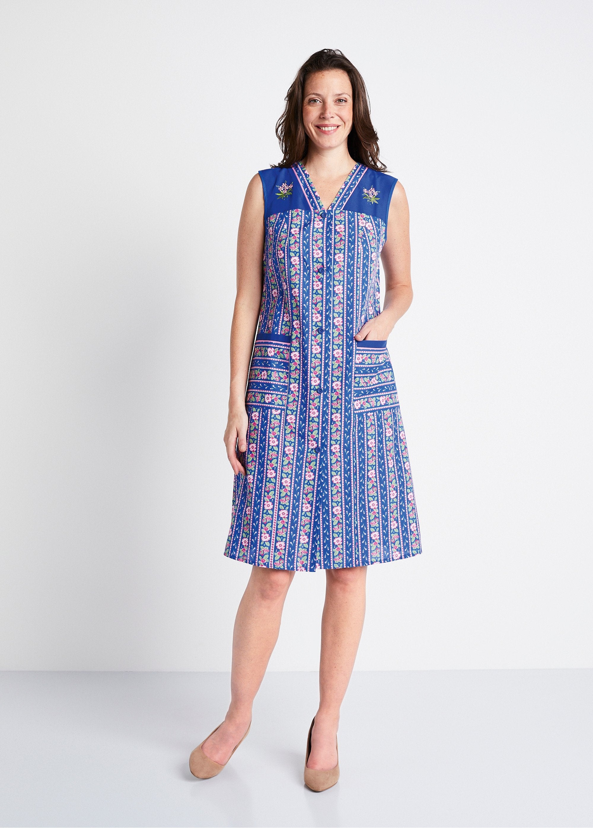 Tablier court sans manches boutonné Bleu | Afibel