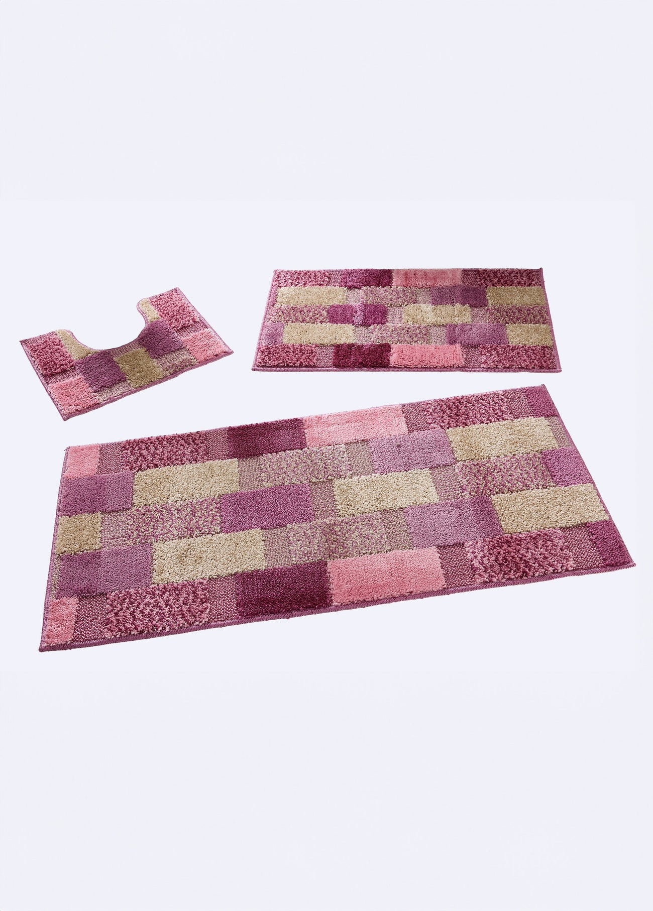 Multicolor woven bath mat with non-slip TPR backing Pink | EUAfibel