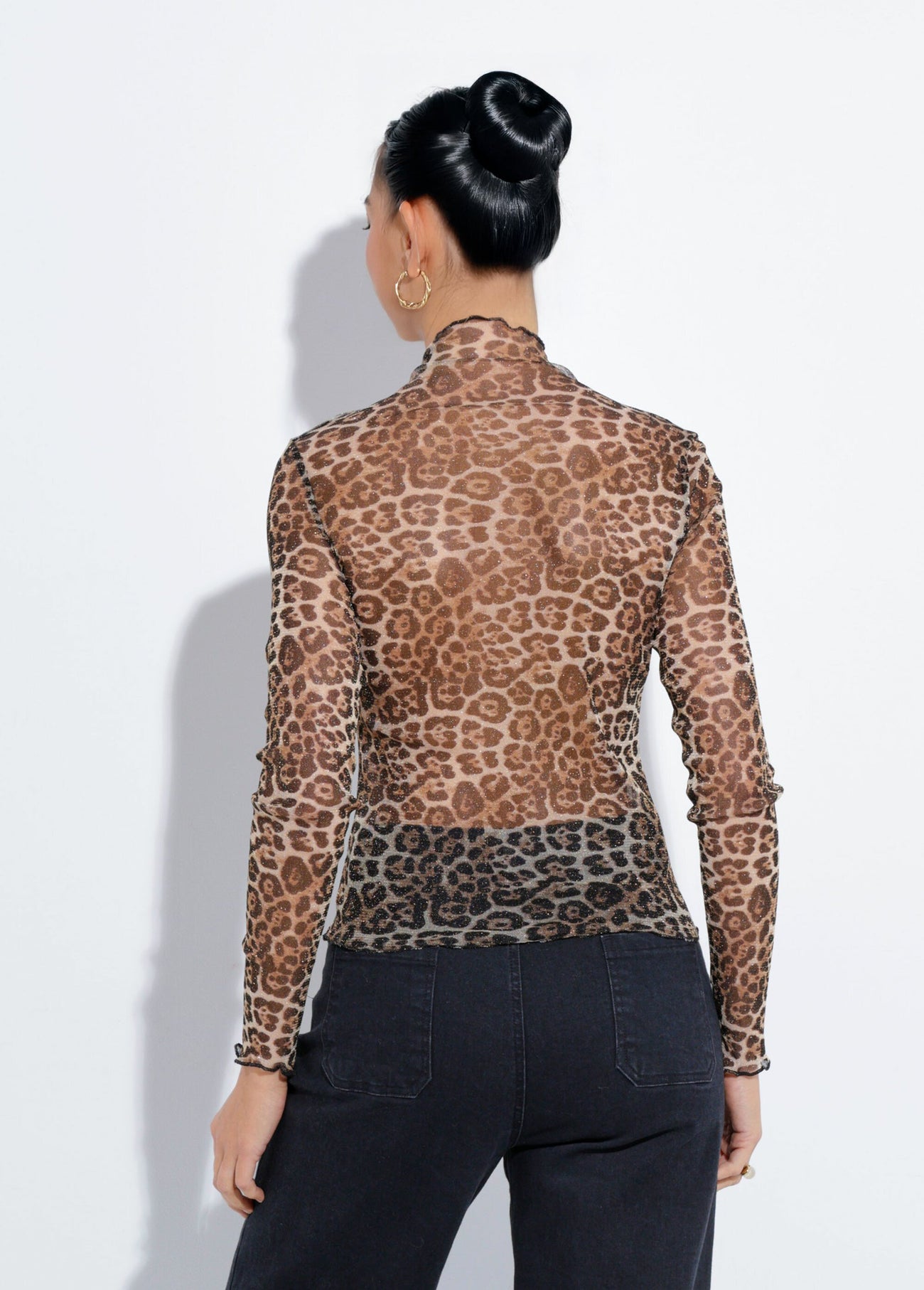 Sheer mesh top, leopard print Leopard | Afibel