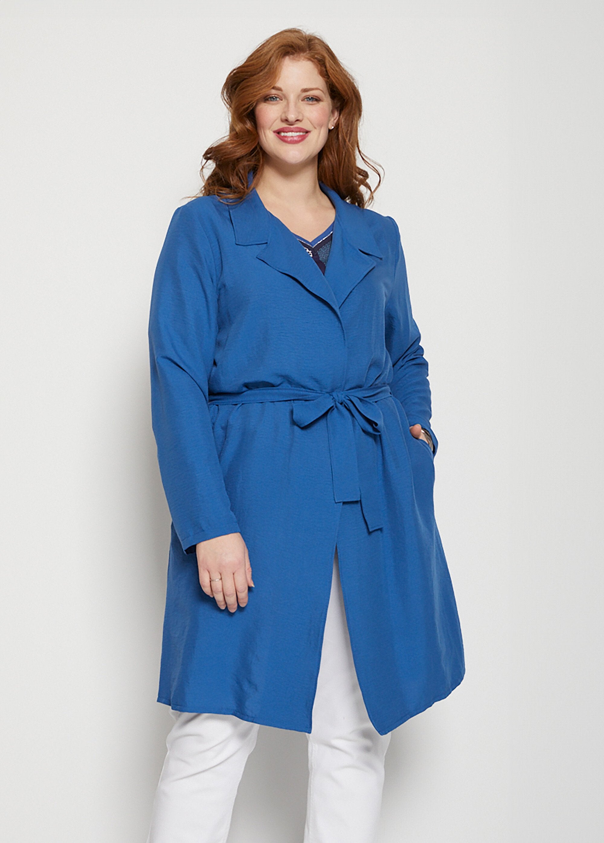 Long flowing jacket with overcoat effect Blue | Afibel